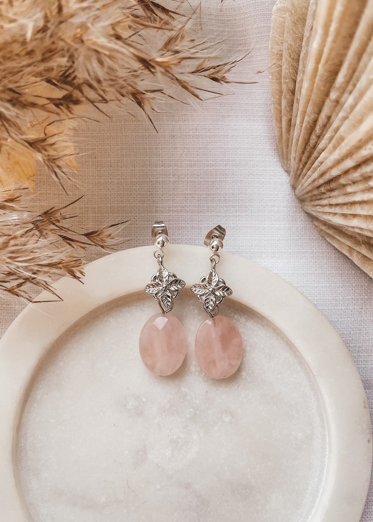 Alara Rose Quartz Earring – Serene Stone