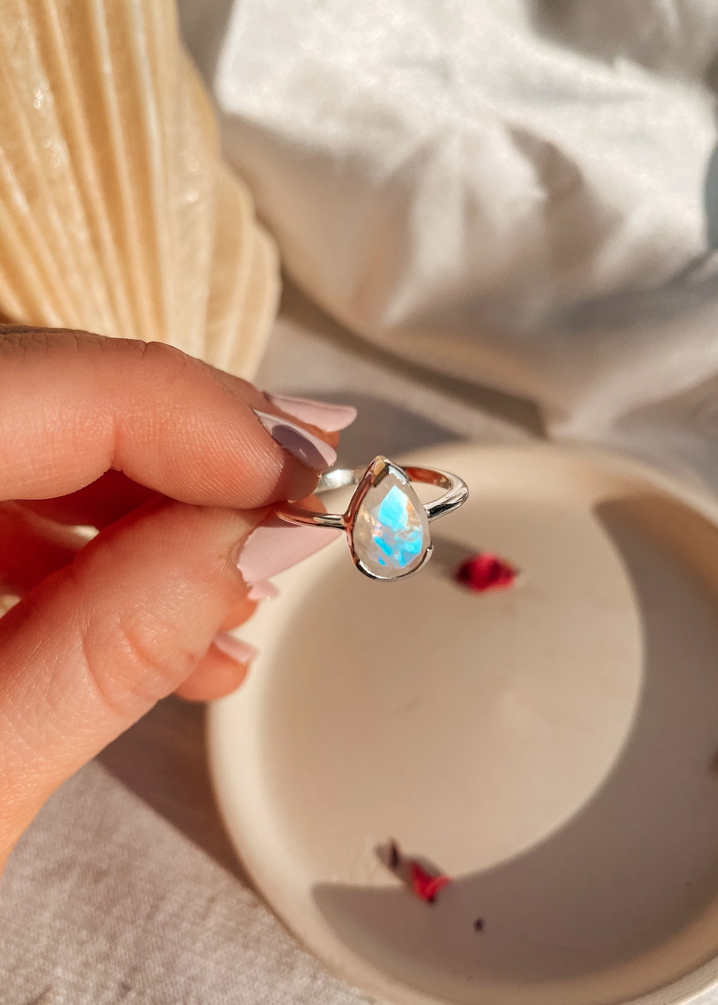 Moonstone Teardrop Ring – Serene Stone